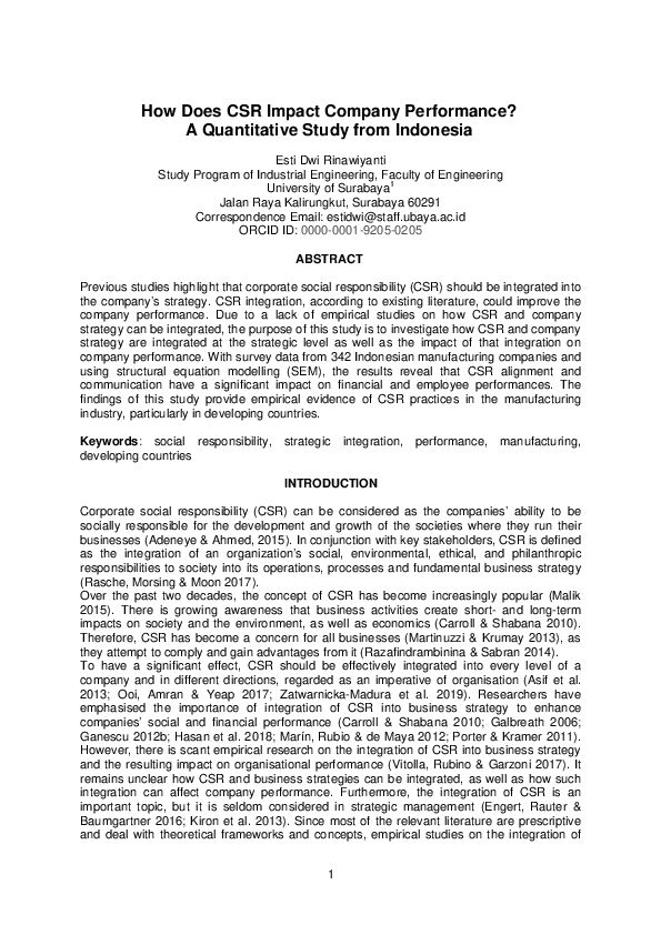 (PDF) How Does CSR Impact Company Performance? A Quantitative Study ...