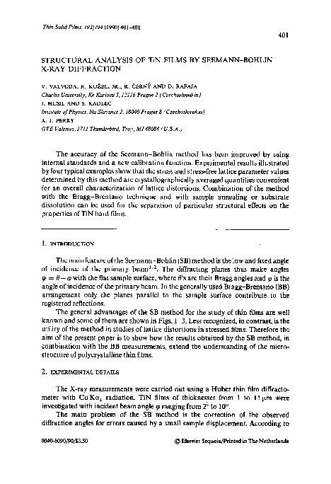 (PDF) Structural analysis of tin films by Seemann-Bohlin X-ray ...