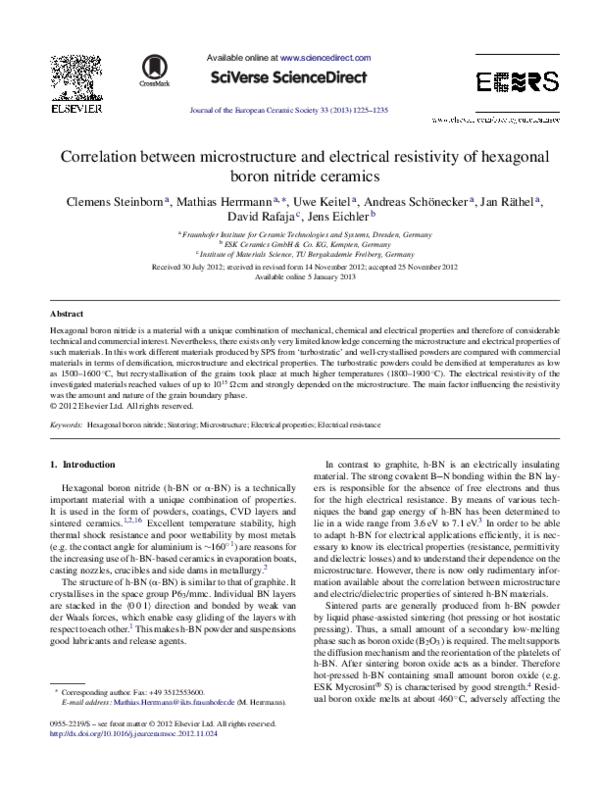 (PDF) Correlation between microstructure and electrical resistivity of hexagonal boron nitride ...