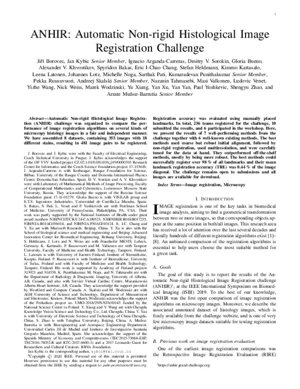 (PDF) ANHIR: Automatic Non-Rigid Histological Image Registration Challenge