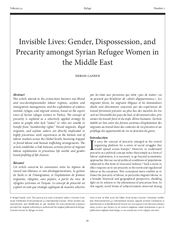 (PDF) Invisible Lives: Gender, Dispossession, and Precarity amongst ...