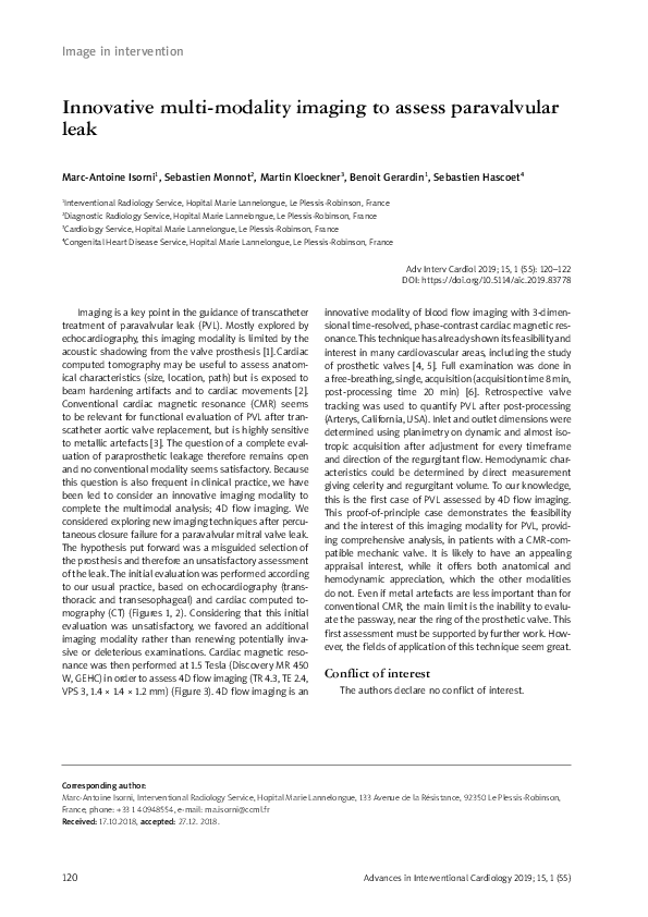 (PDF) Innovative multi-modality imaging to assess paravalvular leak