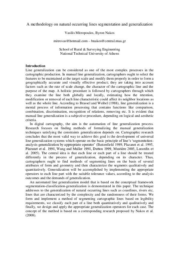 (PDF) A methodology on natural occurring lines segmentation and generalization