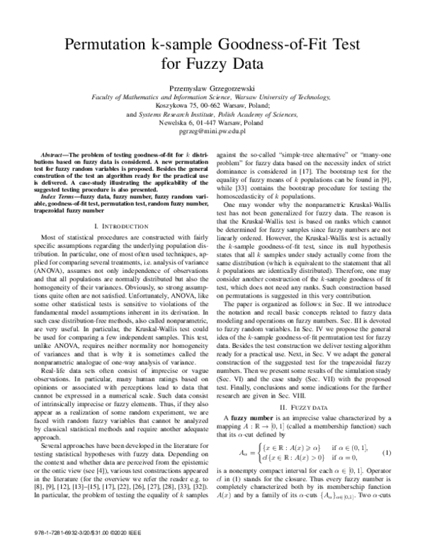 (PDF) Permutation k-sample Goodness-of-Fit Test for Fuzzy Data