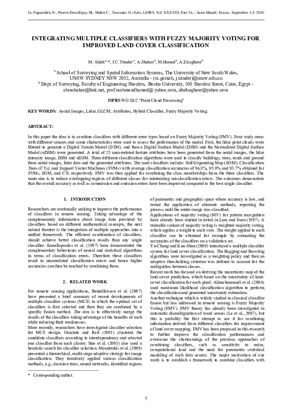 (PDF) Integrating multiple classifiers with fuzzy majority voting for improved land cover ...