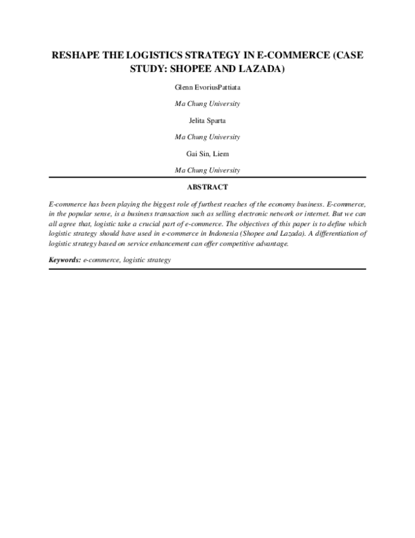 (PDF) Reshape the Logistics Strategy in E-commerce (Case Study: Shopee ...