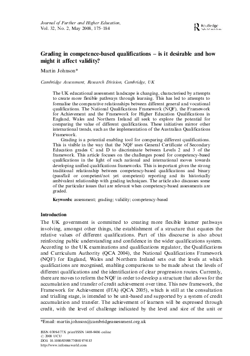 (PDF) Grading in competence‐based qualifications – is it desirable and ...