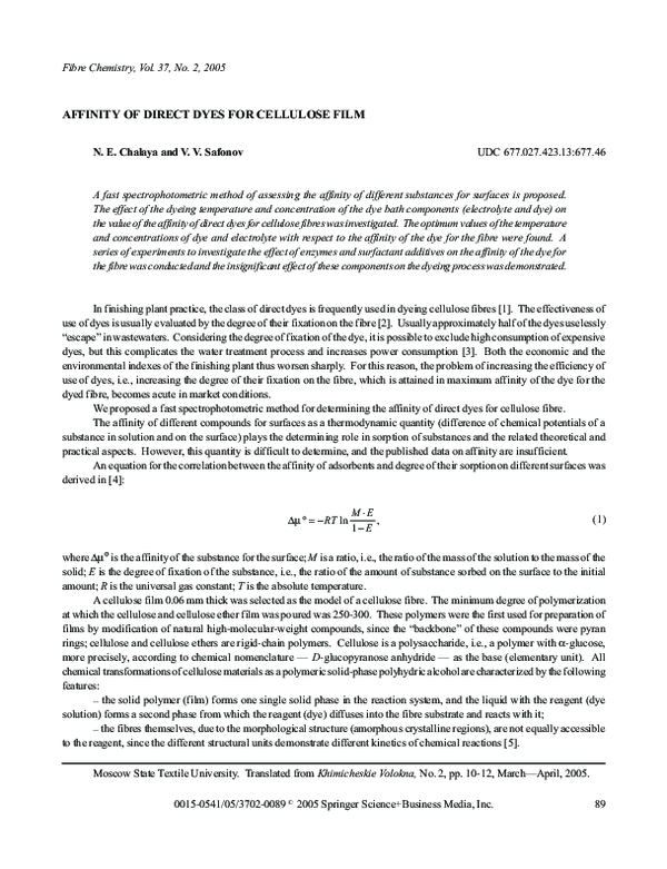 (PDF) Affinity of Direct Dyes for Cellulose Film