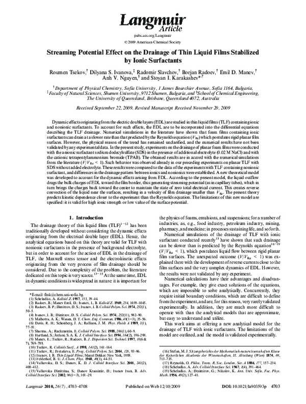 (PDF) Streaming Potential Effect on the Drainage of Thin Liquid Films ...