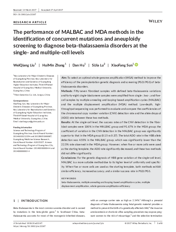 (PDF) The performance of MALBAC and MDA methods in the identification ...