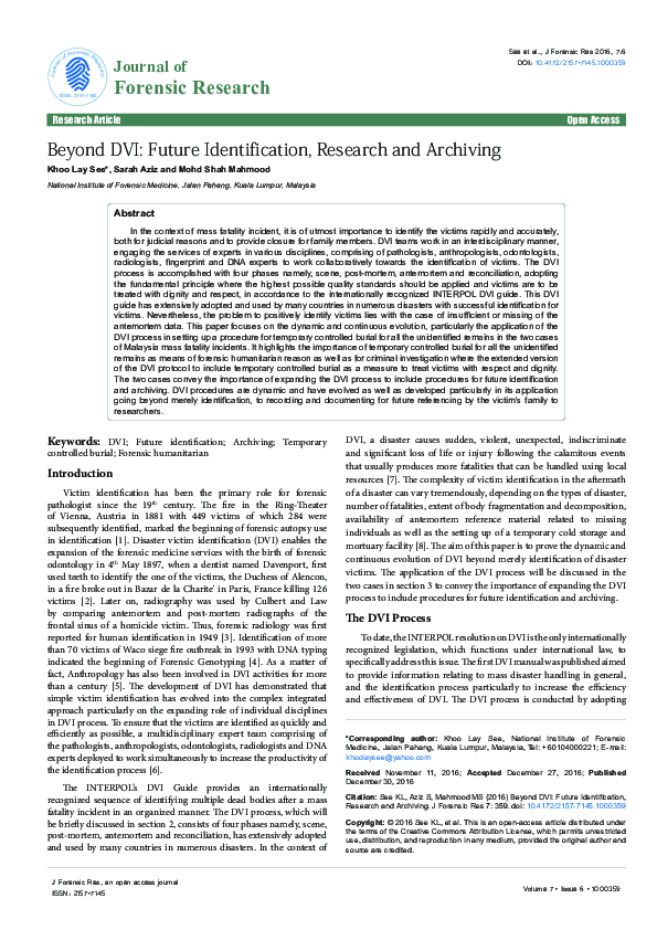 (PDF) Beyond DVI: Future Identification, Research and Archiving