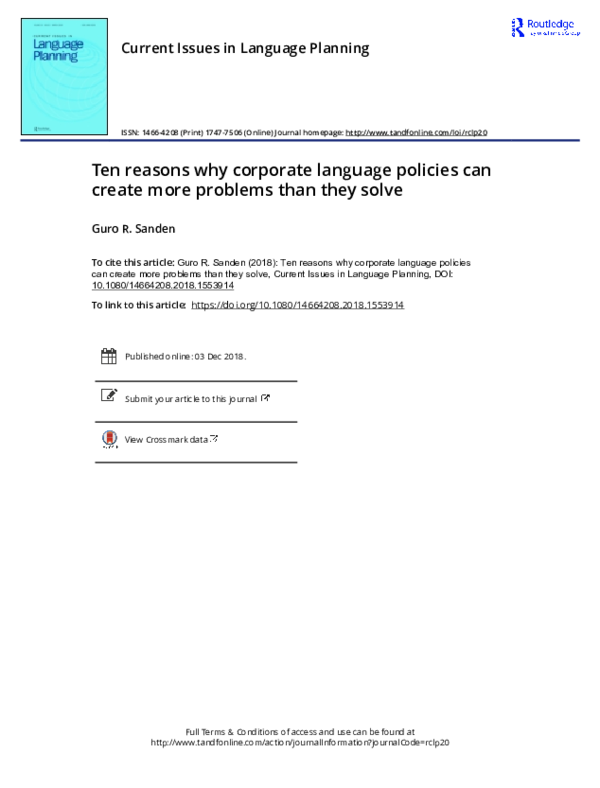 (PDF) Ten reasons why corporate language policies can create more ...