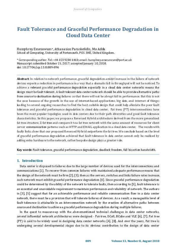(PDF) Fault Tolerance and Graceful Performance Degradation in Cloud ...