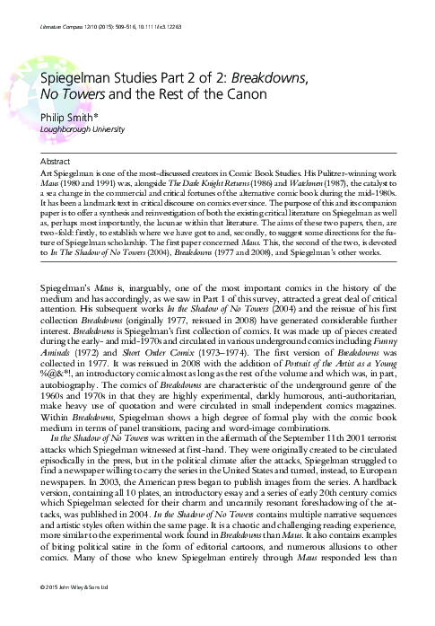 (PDF) Spiegelman Studies Part 2 of 2: Breakdowns , No Towers and the ...