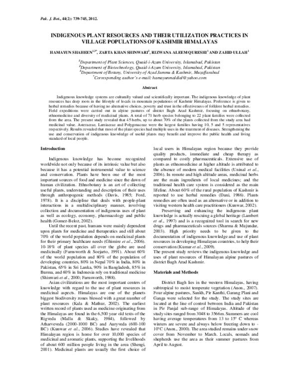 (PDF) Plant Resource Utilization in Kashmir's Indigenous Communities