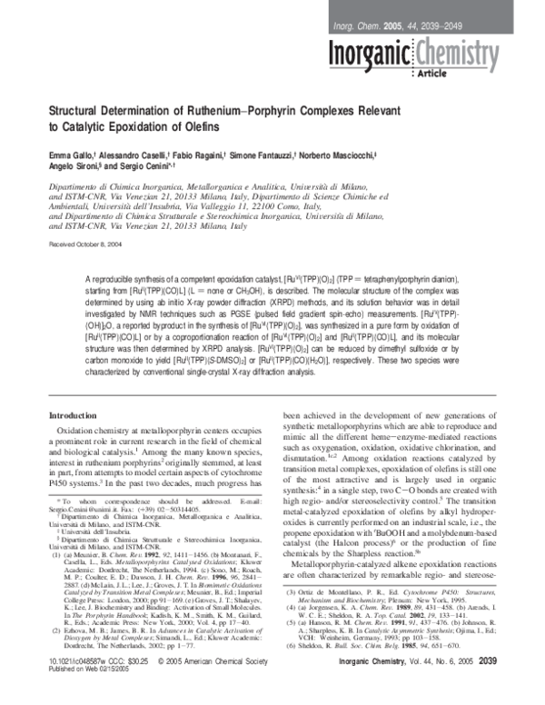 Pdf Structural Determination Of Ruthenium−porphyrin Complexes Relevant To Catalytic