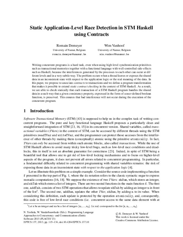 (PDF) Creative Commons Attribution License. Static Application-Level Race Detection in STM ...