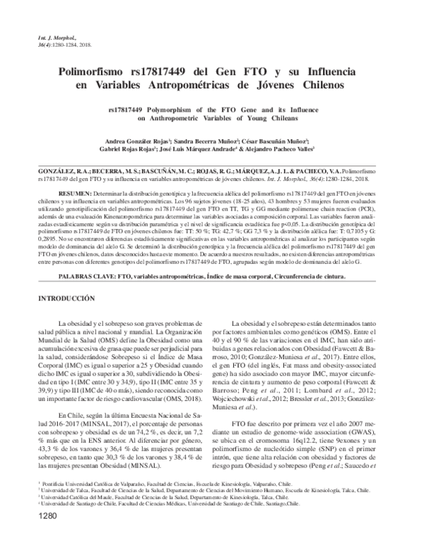 (PDF) Polimorfismo rs17817449 del Gen FTO y su Influencia en Variables ...