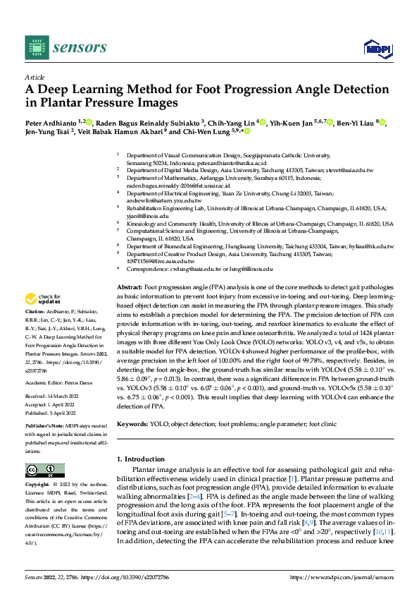 Pdf A Deep Learning Method For Foot Progression Angle Detection In