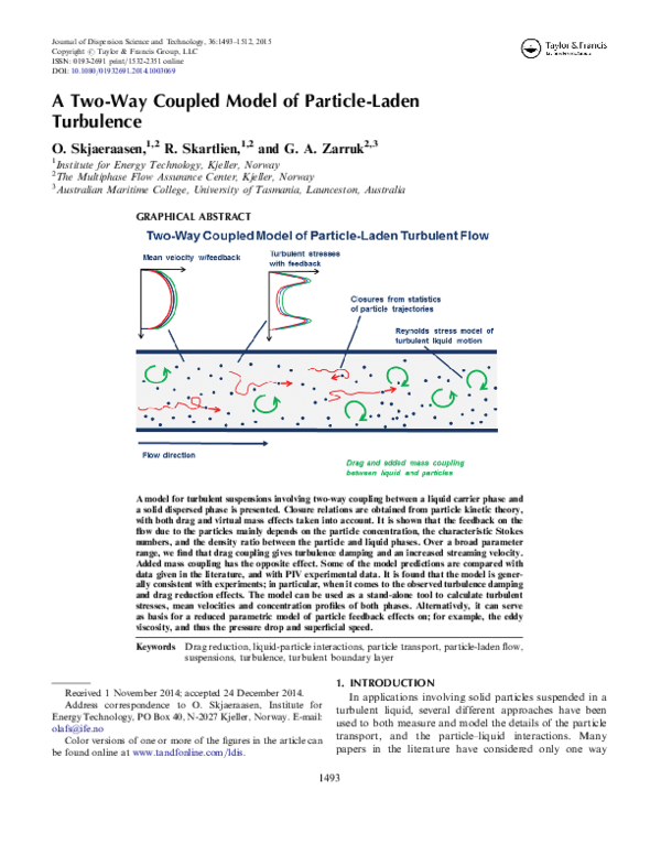 (PDF) A Two-Way Coupled Model of Particle-Laden Turbulence