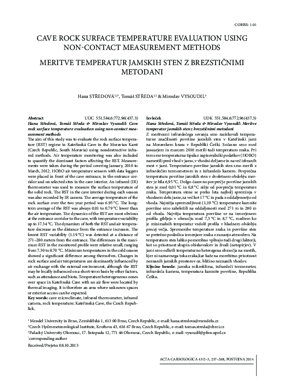(PDF) Cave Rock Surface Temperature Evaluation Using Non-Contact ...