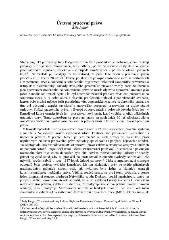 (PDF) Ústavní pracovní právo