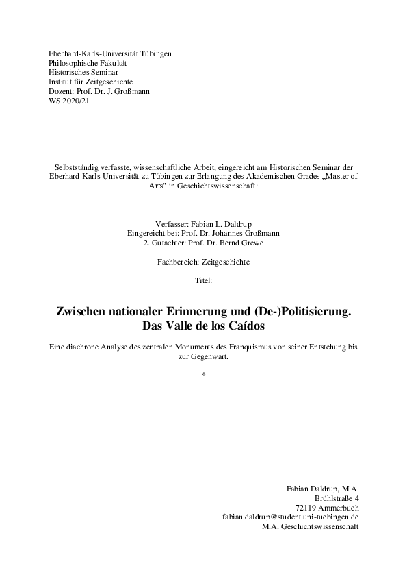 (PDF) Master Thesis: Between national commemoration and (de ...