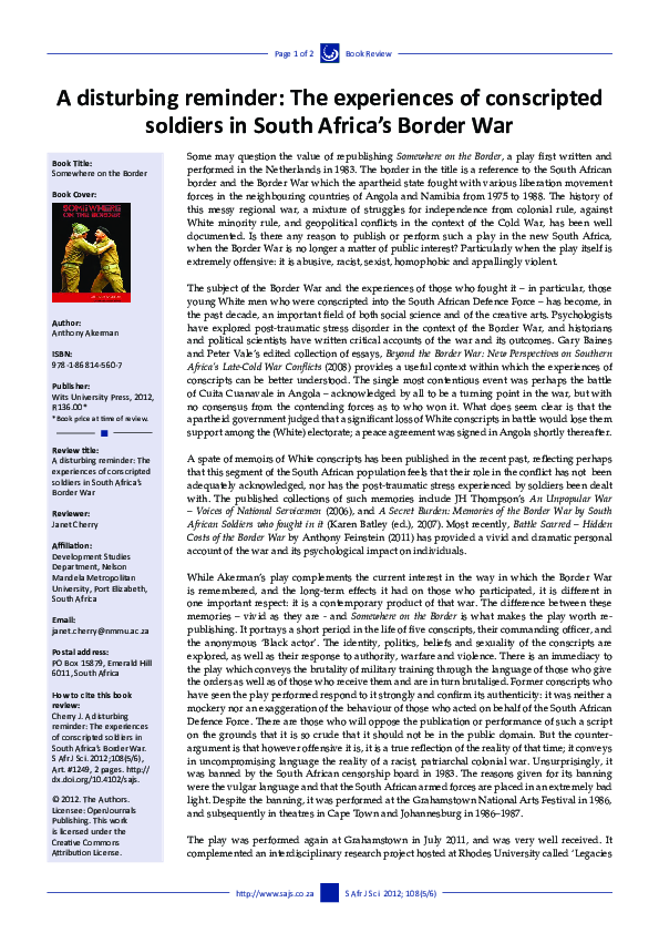 (PDF) A disturbing reminder : the experiences of conscripted soldiers ...