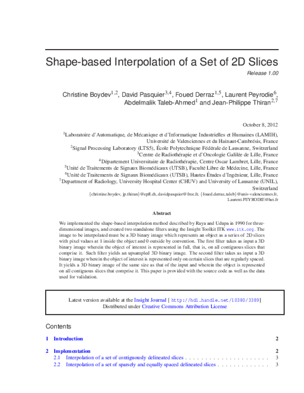 Pdf Shape Based Interpolation For 3d Images