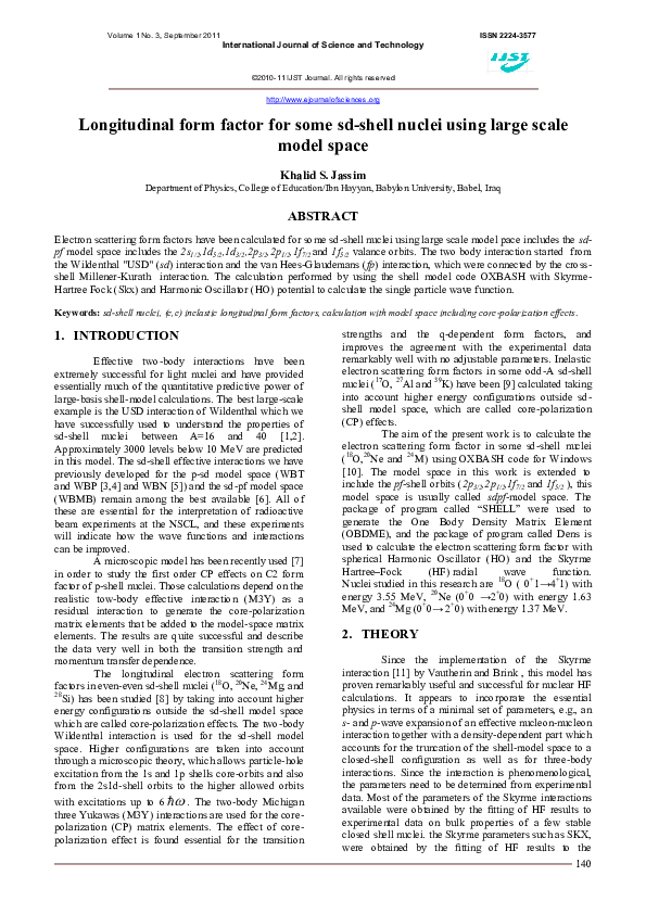 (PDF) Longitudinal form factor for some sd-shell nuclei using large scale model space