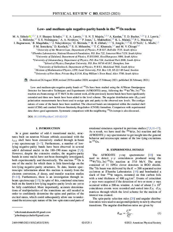 (PDF) Low- and medium-spin negative-parity bands in the Os187 nucleus