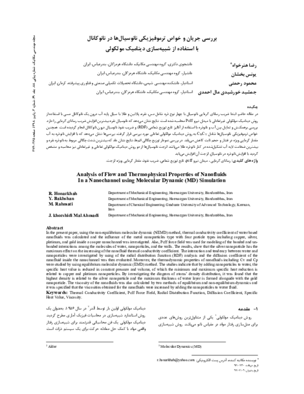 (PDF) Analysis of Flow and Thermophysical Properties of Nanofluids In a Nanochannel using ...
