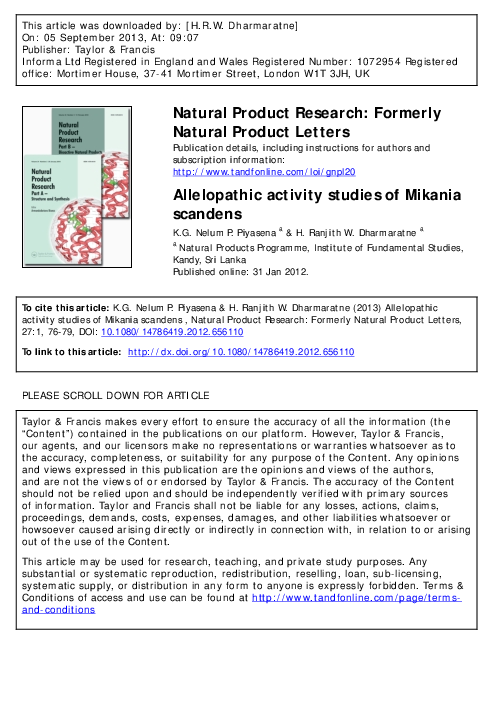 (PDF) Natural Product Research: Formerly Natural Product Letters