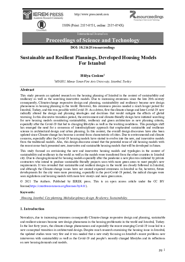 (PDF) Sustainable and Resilient Plannings, Developed Housing Models For ...