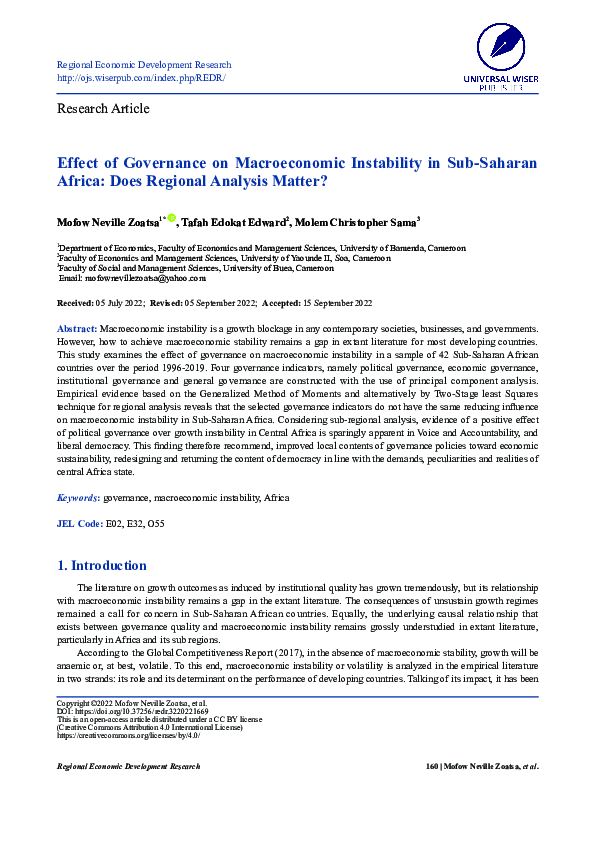 (PDF) Effect of Governance on Macroeconomic Instability in Sub-Saharan ...