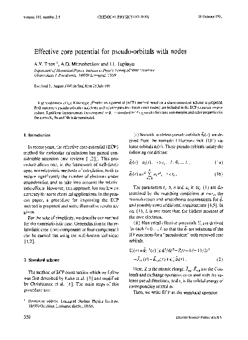 (PDF) Effective core potential for pseudo-orbitals with nodes
