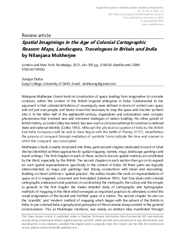(PDF) Spatial Imaginings in the Age of Colonial Cartographic Reason ...