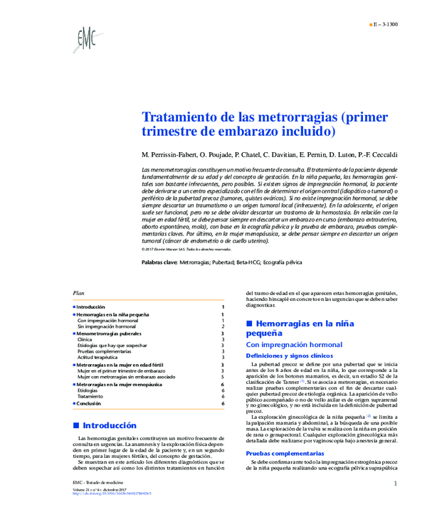 (PDF) Tratamiento de las metrorragias (primer trimestre de embarazo ...