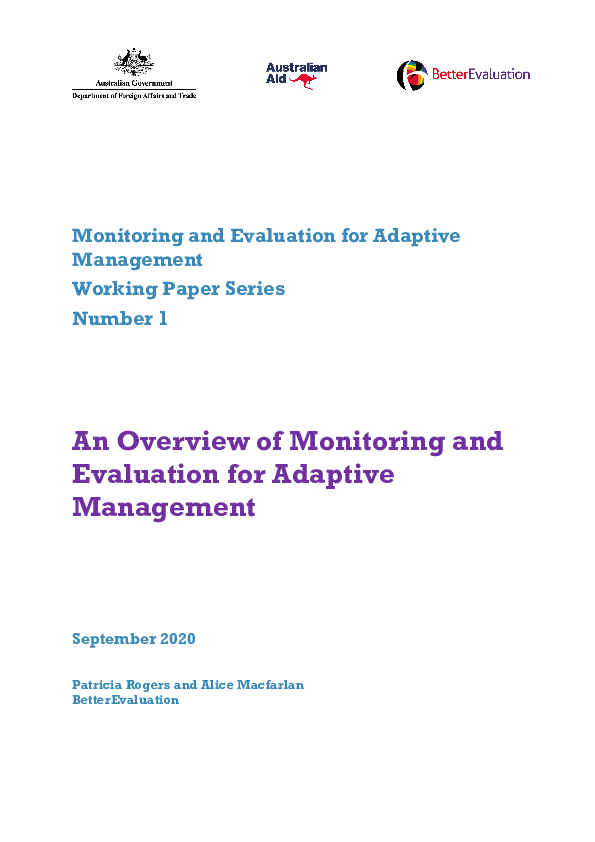 Pdf An Overview Of Monitoring And Evaluation For Adaptive Management
