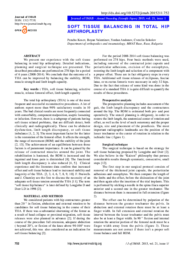 (PDF) Soft Tissue Balancing in Total Hip Arthroplasty