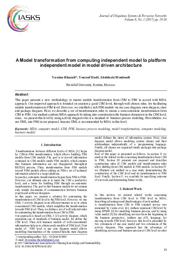 (PDF) A Model transformation from computing independent model to ...