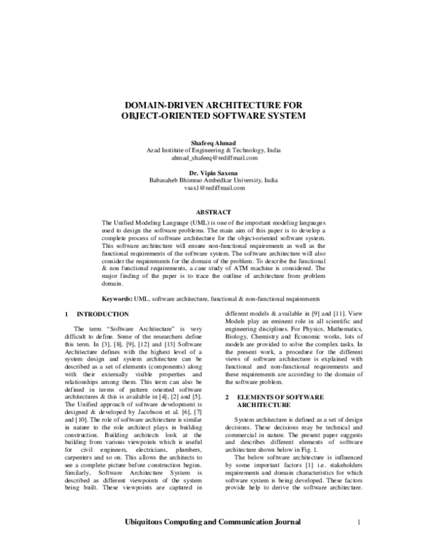 (PDF) Domain-Driven Architecture for Object-Oriented Software System