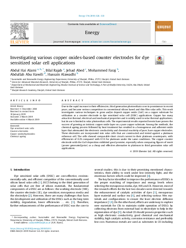 (PDF) Investigating various copper oxides-based counter electrodes for ...