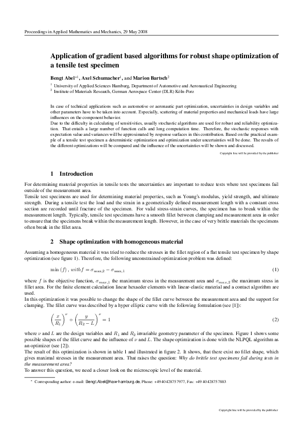 (PDF) Application of gradient based algorithms for robust shape ...