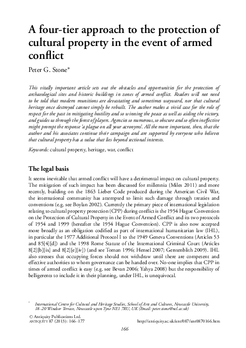 (PDF) A four-tier approach to the protection of cultural property in ...