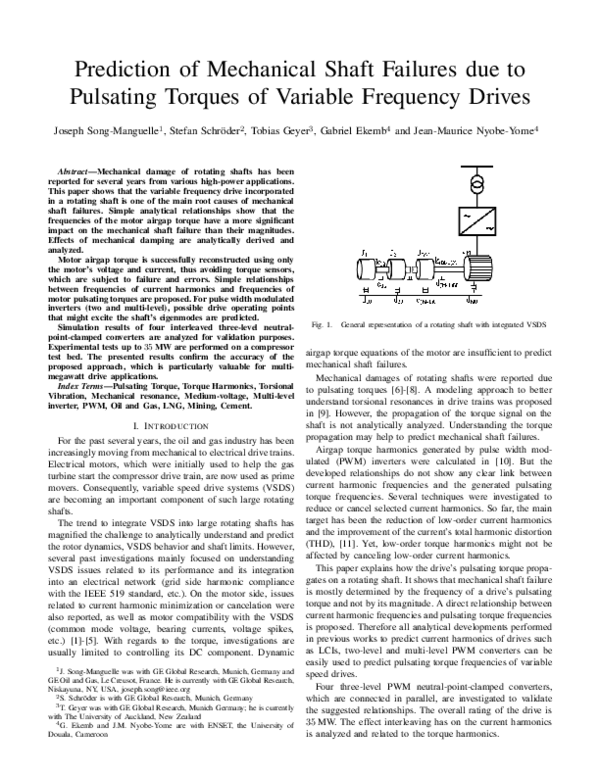 (PDF) Prediction of Mechanical Shaft Failures Due to Pulsating Torques ...