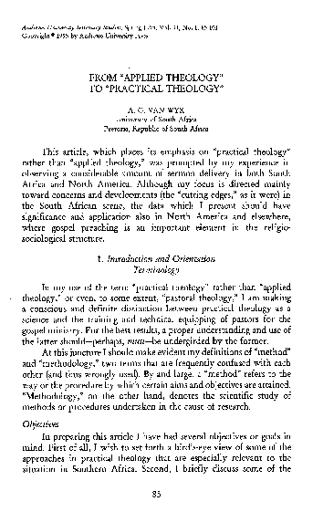 (PDF) From "Applied Theology" to "Practical Theology