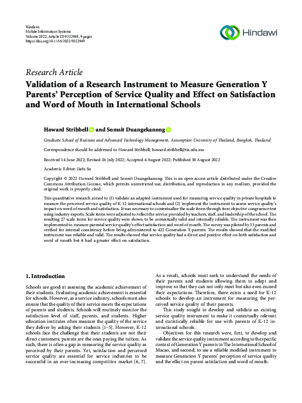 (PDF) Validation of a Research Instrument to Measure Generation Y ...