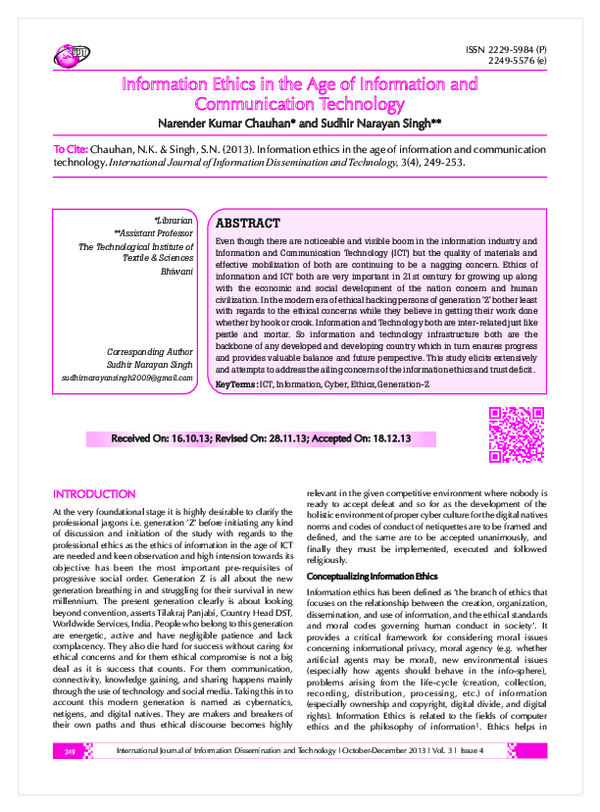 (PDF) Ethics in Information and Communication Technology