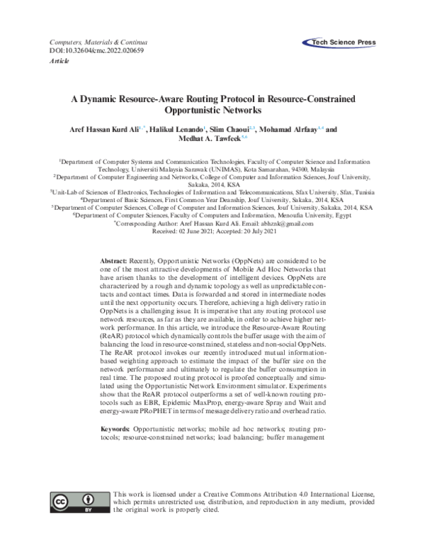 Pdf A Dynamic Resource Aware Routing Protocol In Resource Constrained